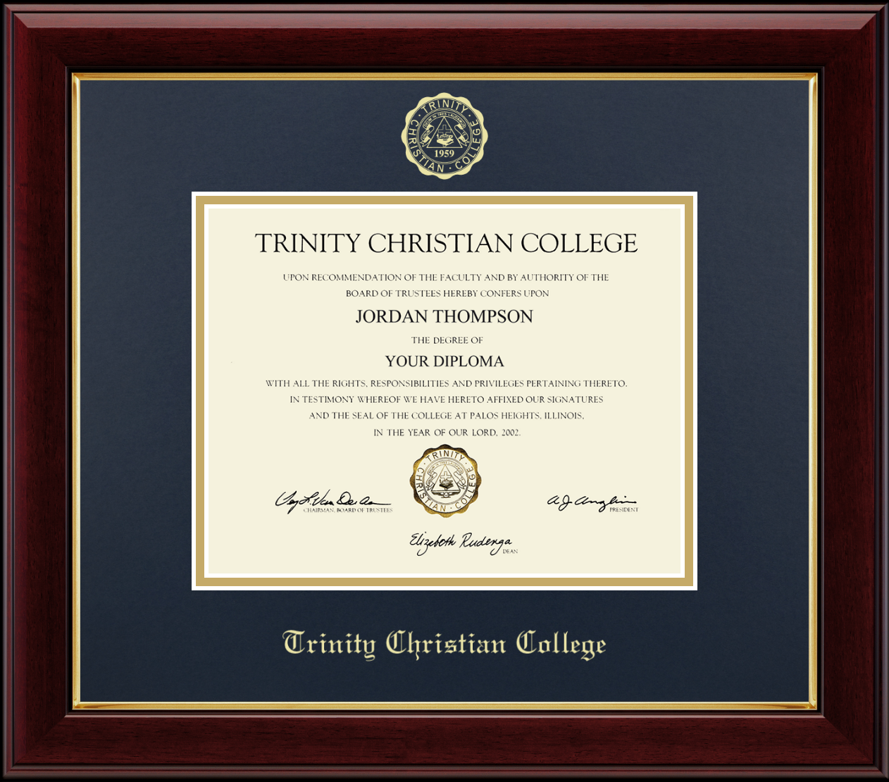 Trinity Christian College Gold Embossed Diploma Frame in Gallery - Item ...