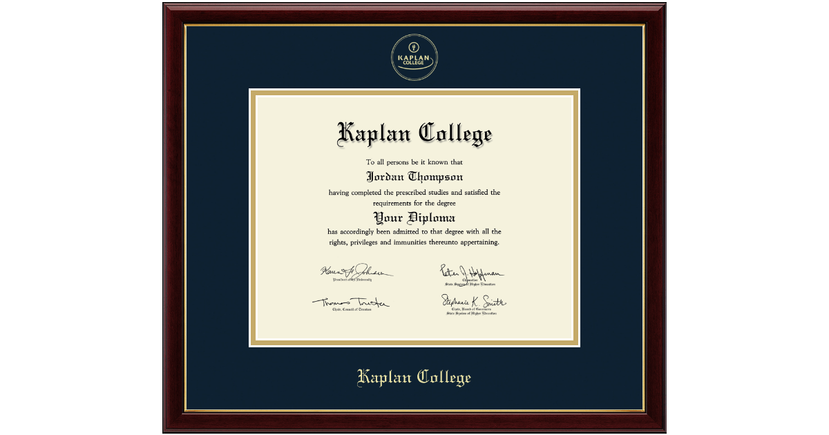 Gold Embossed Diploma Frame in Galleria Kaplan College - Item #209051