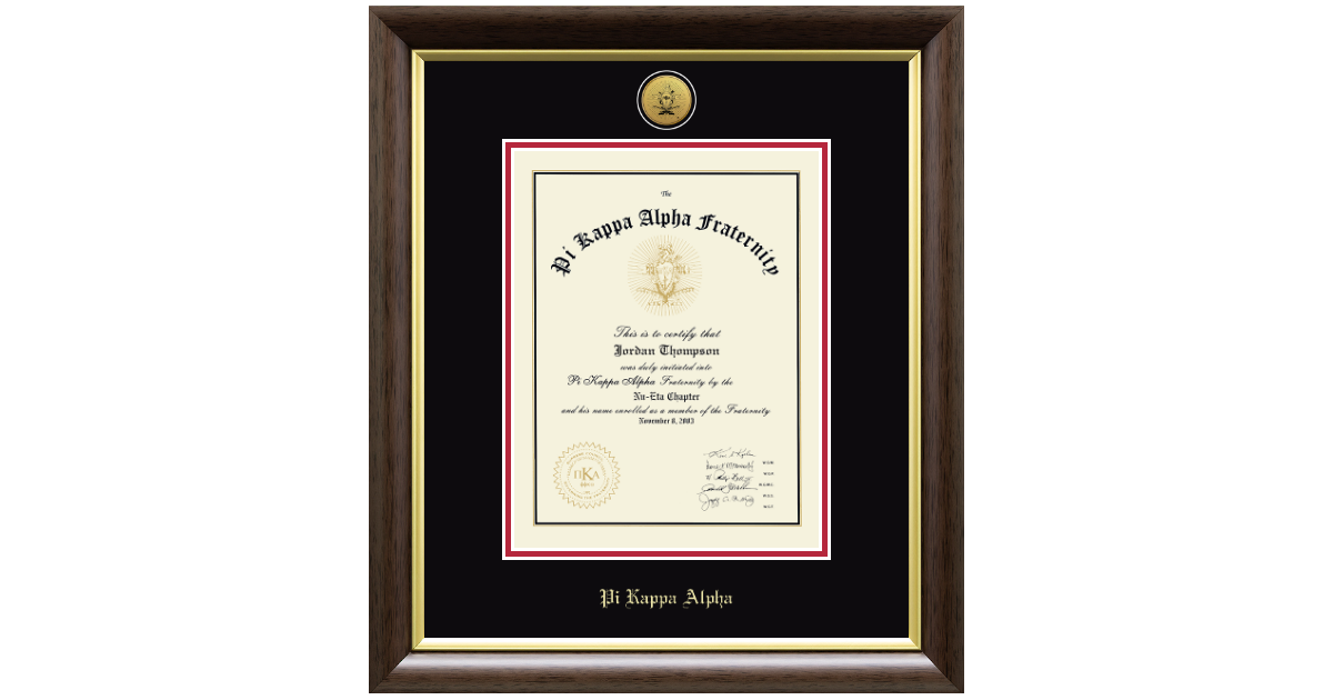 Pre-2004 Gold Engraved Medallion Certificate Frame in Hampshire Pi Kappa Alpha - Item #209396 ...