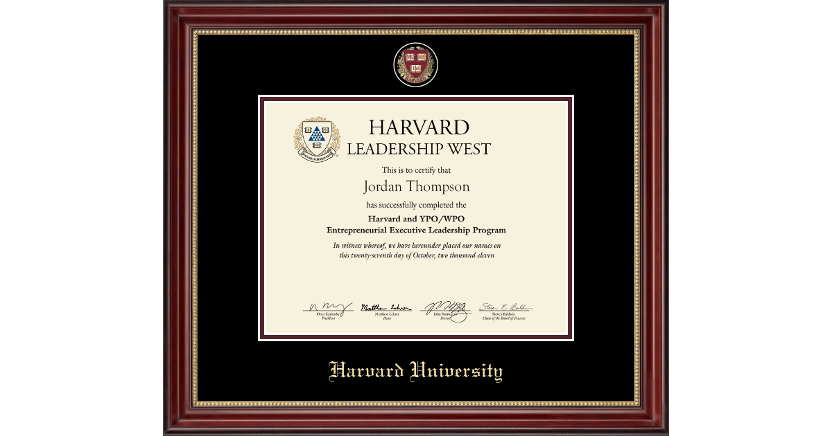 Masterpiece Medallion Certificate Frame in Kensington Gold Harvard ...