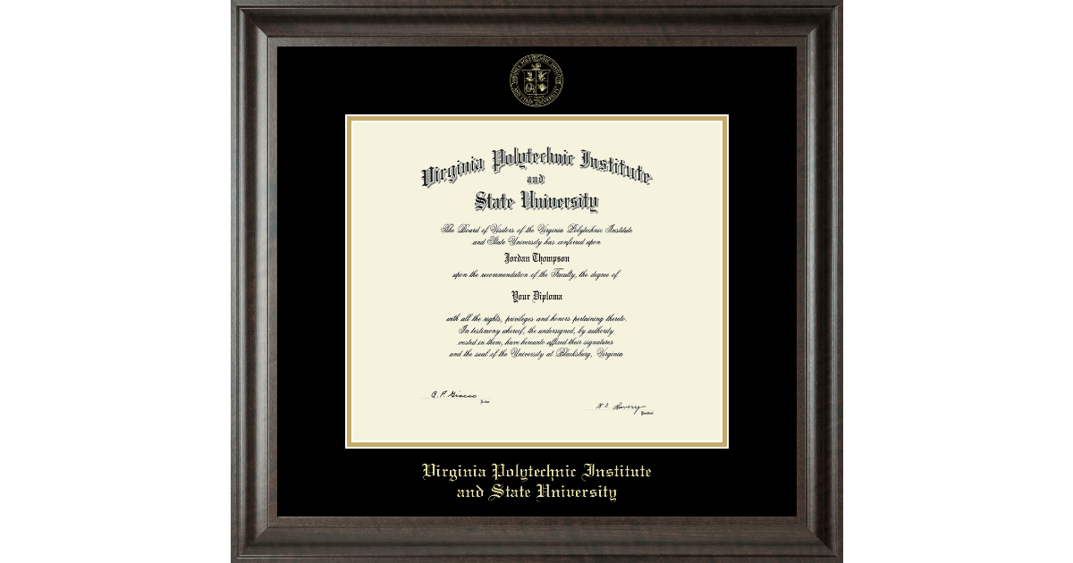 Gold Embossed Diploma Frame in Acadia Virginia Tech - Item #209760 from ...