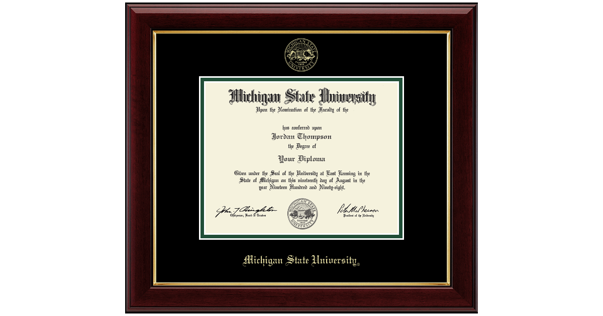 Pre-2005 Gold Embossed Diploma Frame in Gallery Michigan State ...