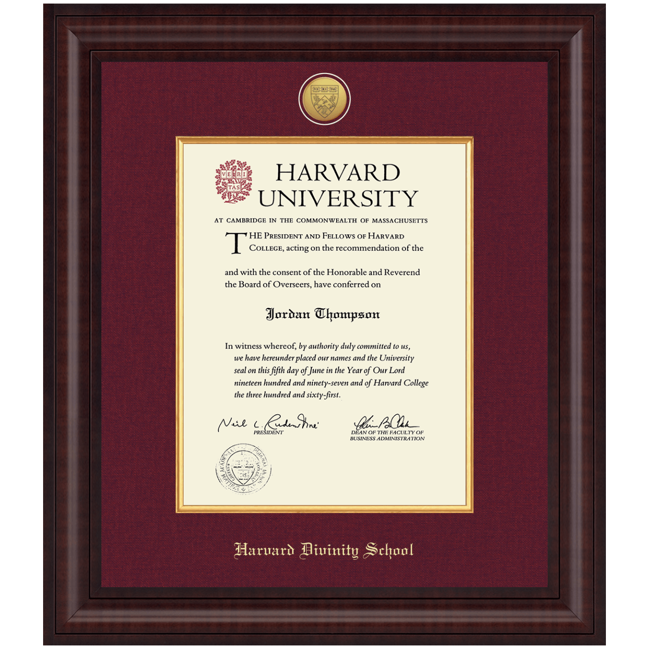 Presidential Gold Engraved Diploma Frame in Premier Harvard University ...