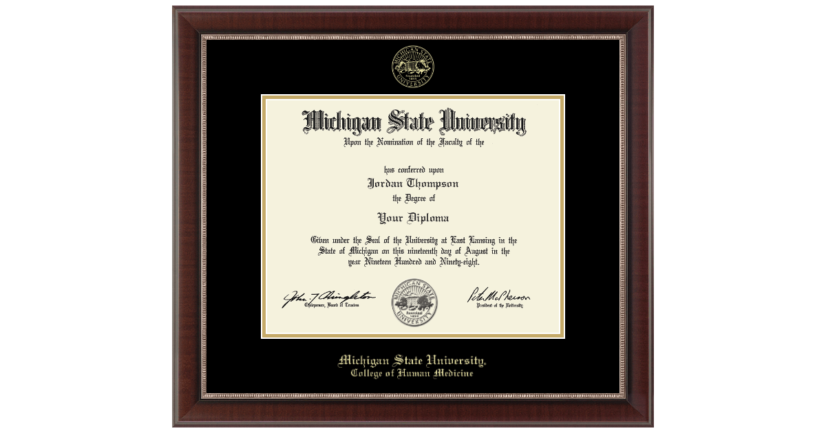 Gold Embossed Diploma Frame in Chateau Michigan State University - Item ...