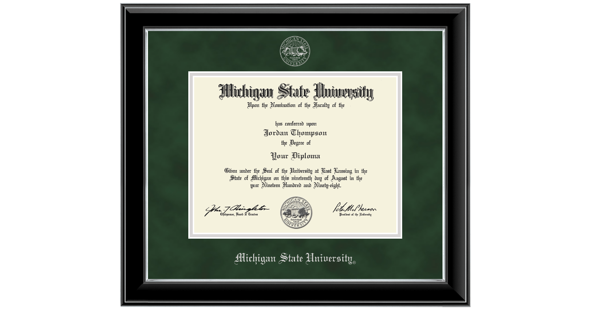 Silver Embossed Diploma Frame in Onyx Silver - Green Suede and Silver ...