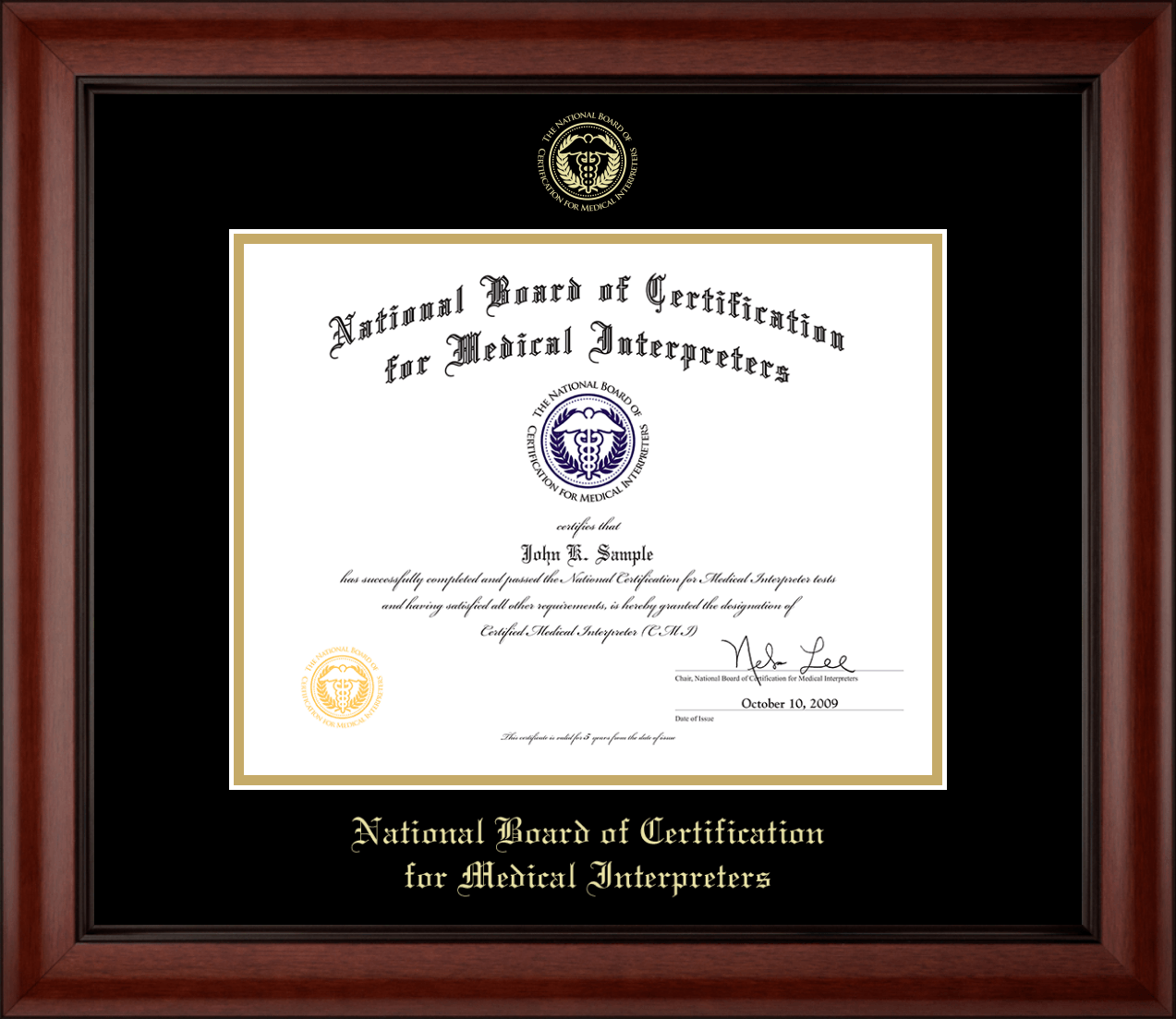 National Board of Certification for Medical Interpreters Gold Embossed ...