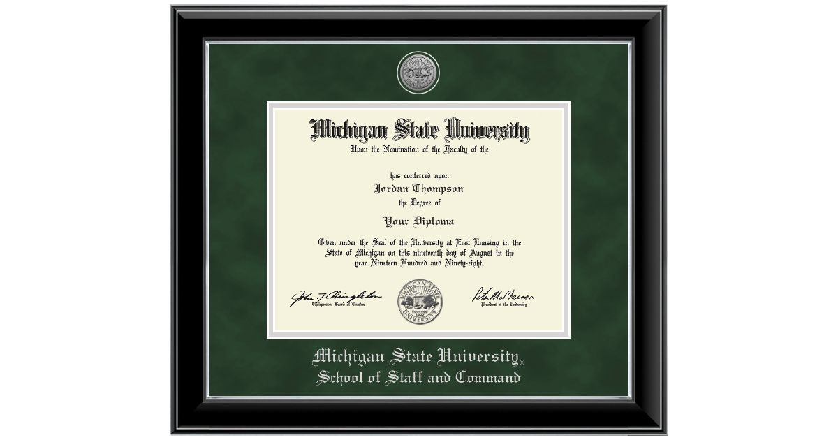 Silver Engraved Medallion Diploma Frame in Onyx Silver Michigan State ...