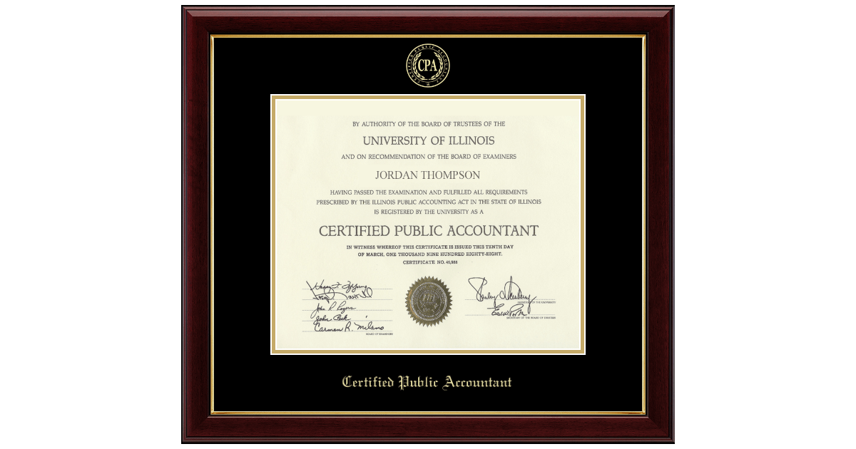 14"x17" - Gold Embossed Certificate Frame in Gallery Certified Public ...