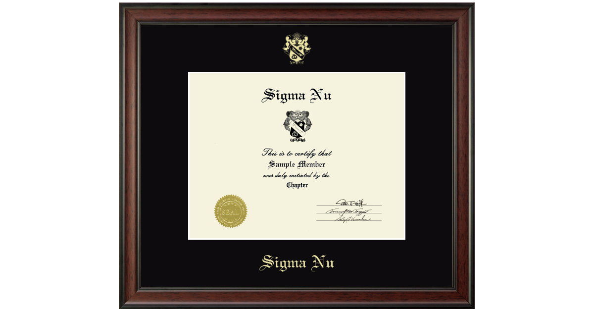 Embossed Certificate Frame in Studio Sigma Nu Fraternity - Item #215383