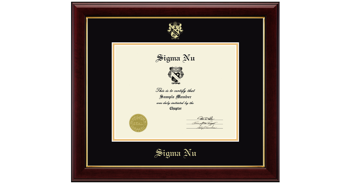 Embossed Certificate Frame in Gallery Sigma Nu Fraternity - Item #215427
