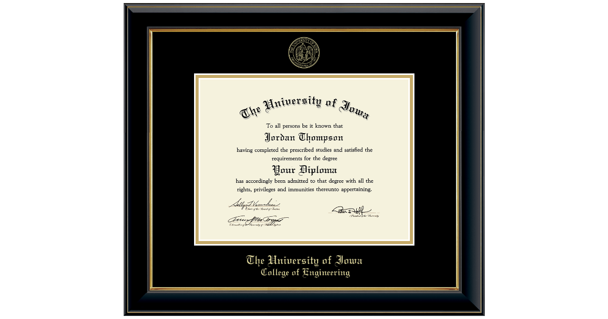 Gold Embossed Diploma Frame in Onyx Gold The University of Iowa - Item ...