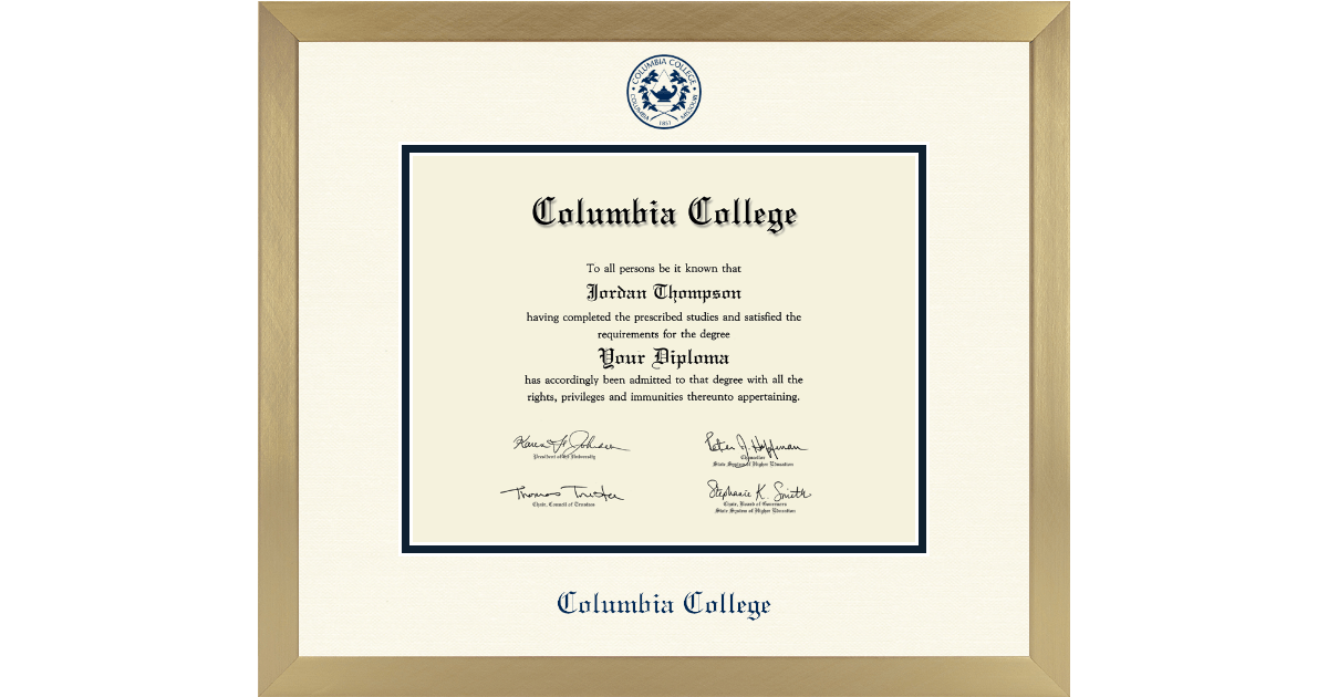 Columbia College Diploma Frame | Church Hill Classics