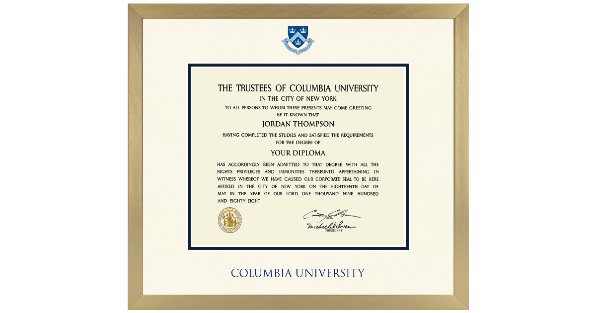 Columbia University Diploma & Degree Frames | Church Hill Classics