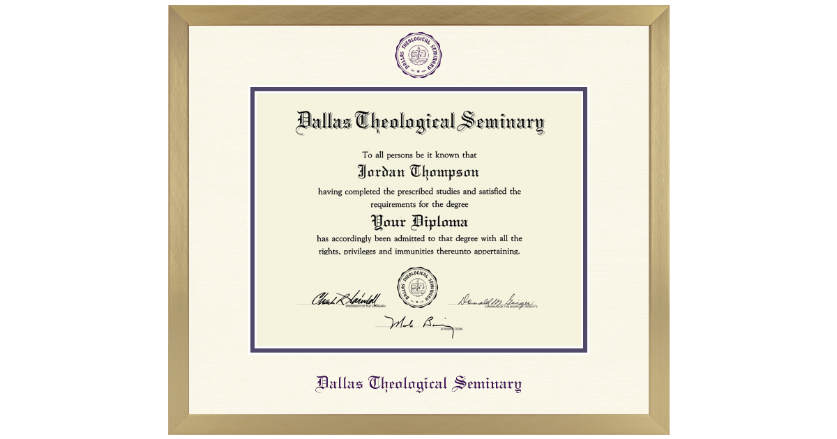 Dallas Seminary Diploma Frame | Church Hill Classics