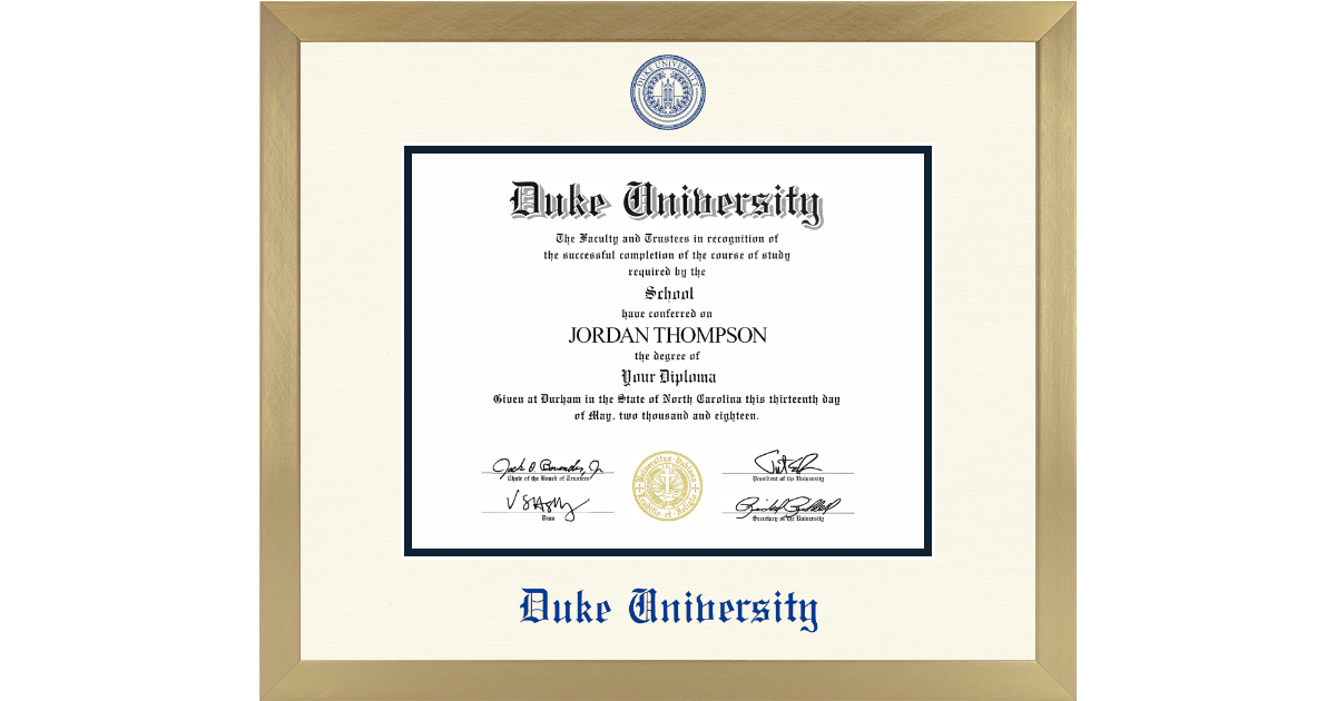 Duke University Diploma Frames | Duke Gifts | Church Hill Classics