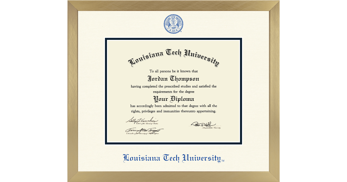 Louisiana Tech University Diploma Frame | Church Hill Classics