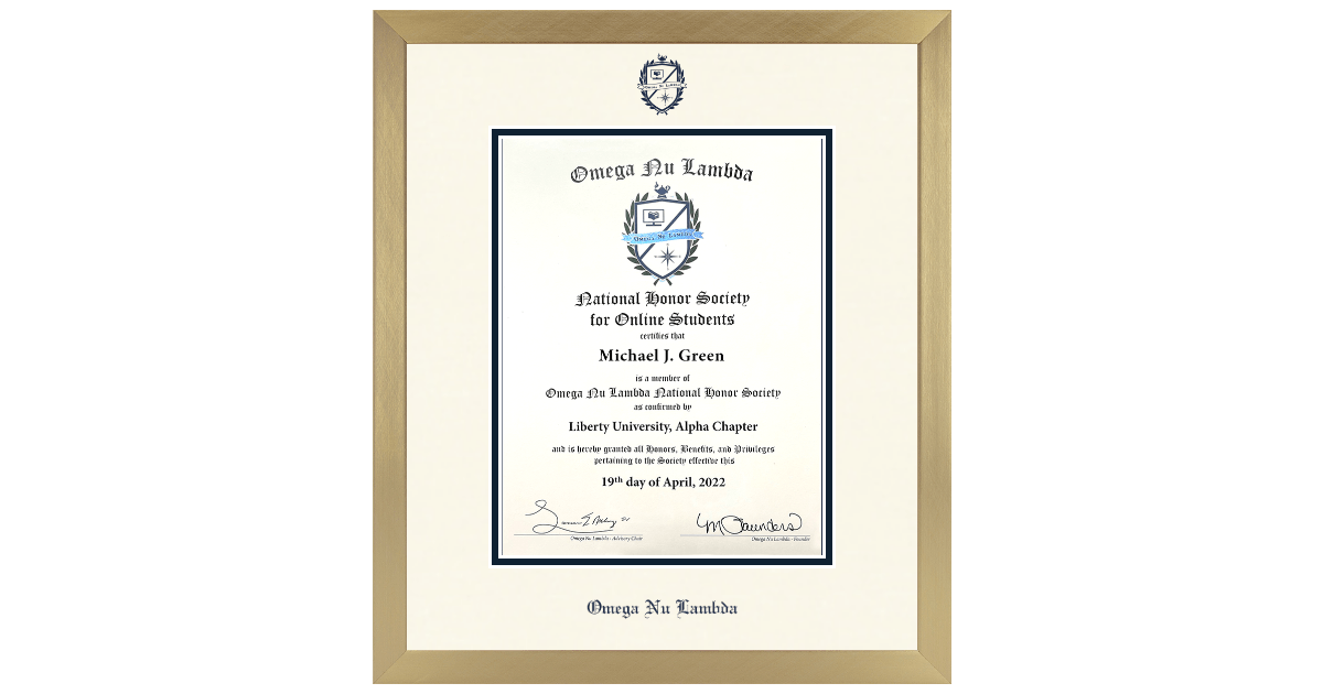 Omega Nu Lambda - Certificate Frames - Church Hill Classics