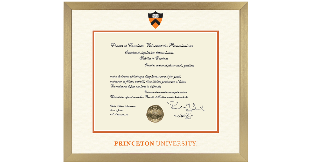 Princeton University Diploma Frame | Church Hill Classics