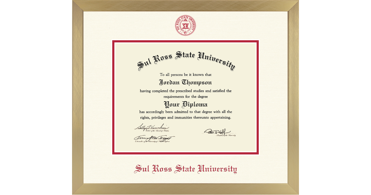 Sul Ross State University Diploma Frame | Church Hill Classics