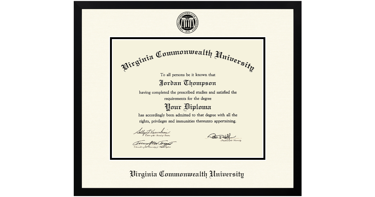 Virginia Commonwealth University Diploma Frame | Church Hill Classics