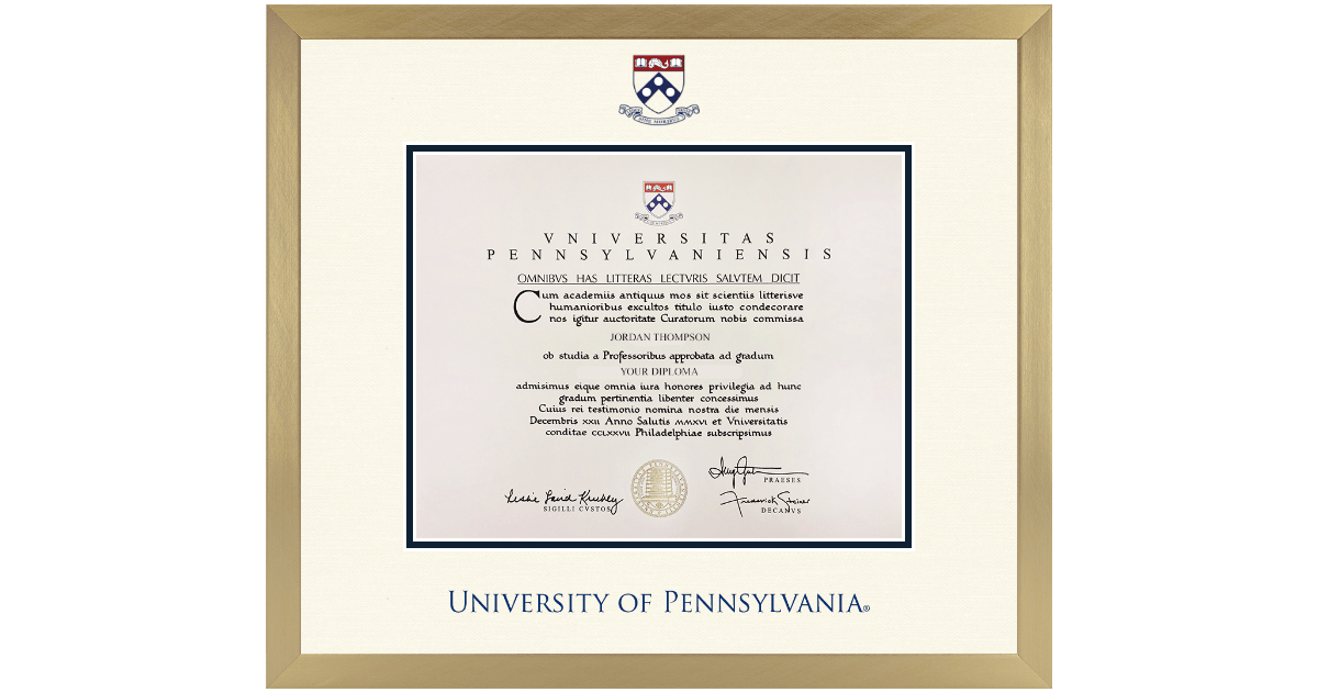 UPenn Diploma Frame | University of Pennsylvania | Church Hill Classics