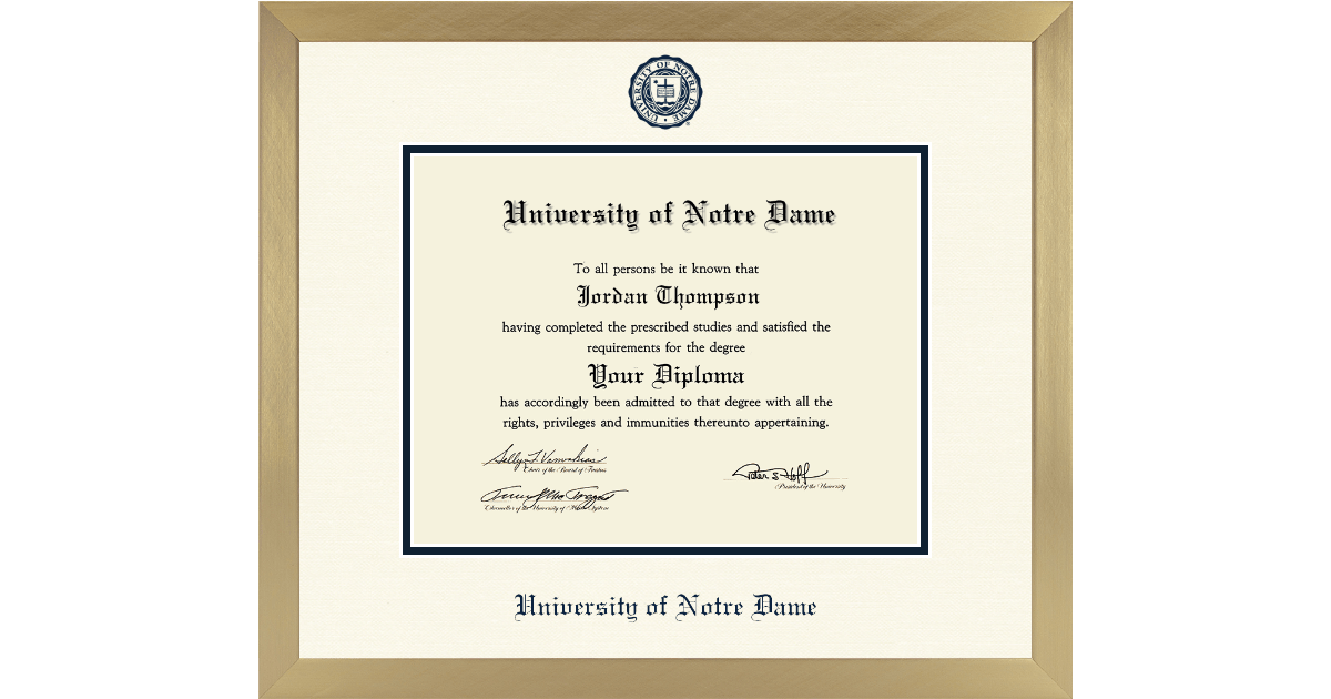 University of Notre Dame Diploma Frame | Church Hill Classics