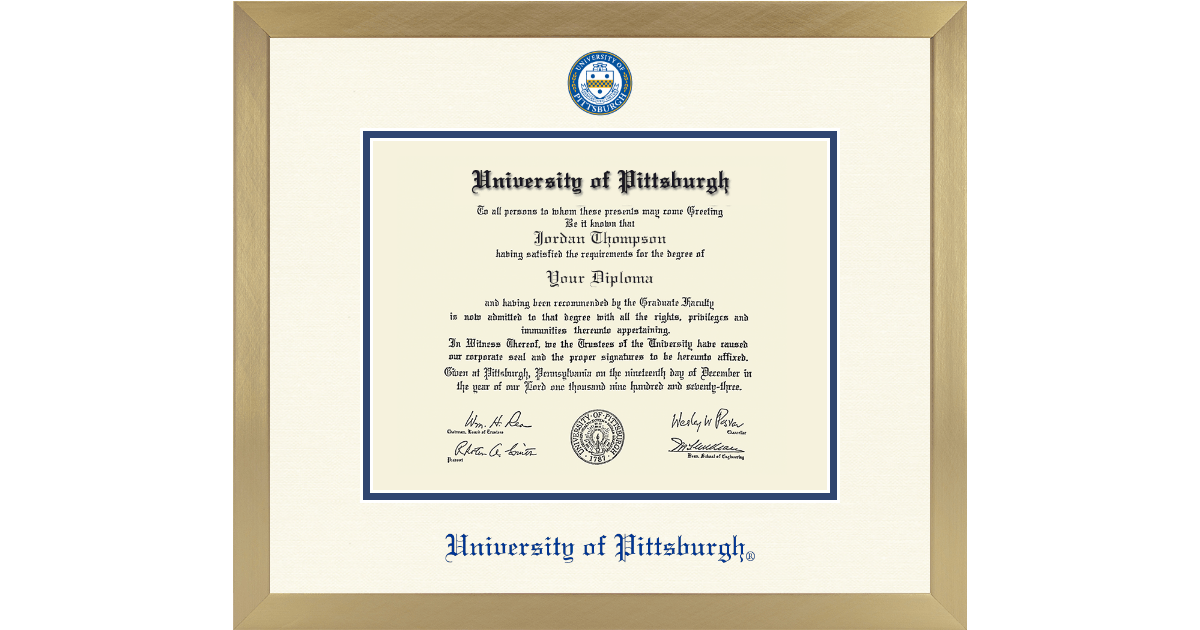 University of Pittsburgh Diploma Frame | Church Hill Classics