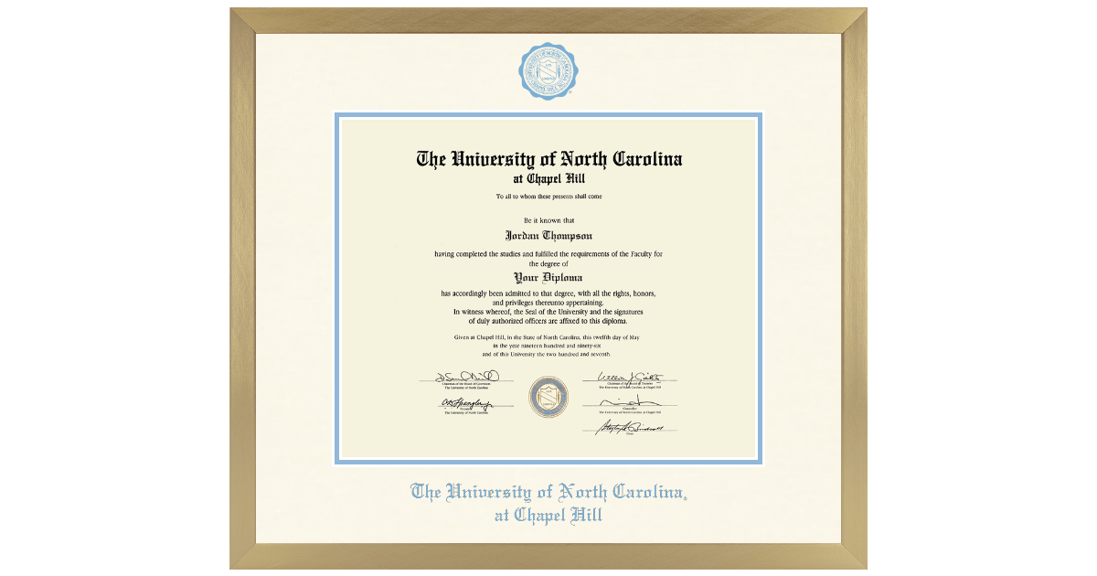 UNC Chapel Hill Diploma Frames - Church Hill Classics