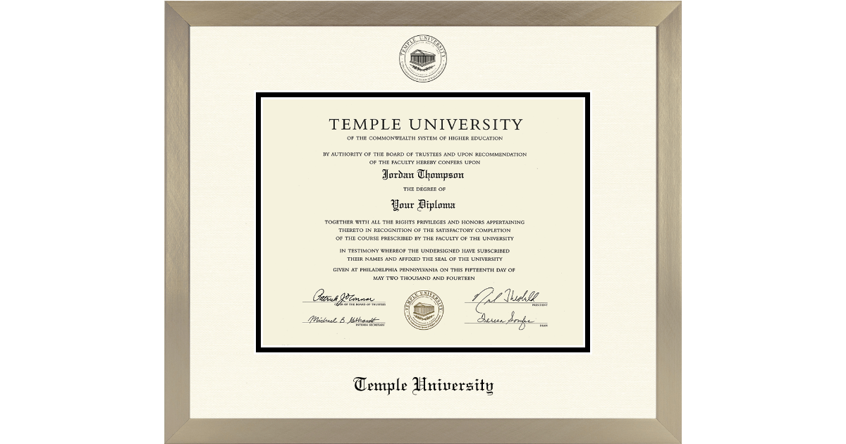 Temple University Diploma Frame | Church Hill Classics