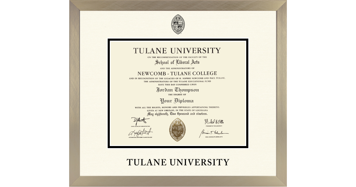 Icon Diploma Frame in Light Champagne - Item #P91363 from Tulane University