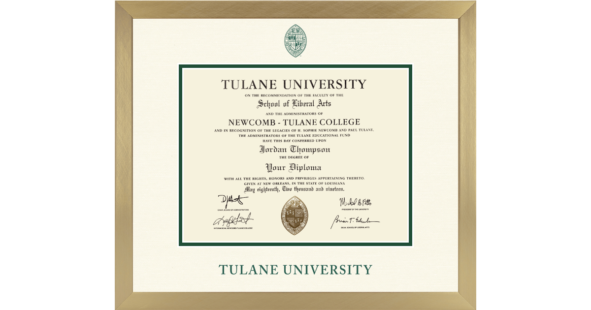 Tulane University Diploma Frame | Church Hill Classics
