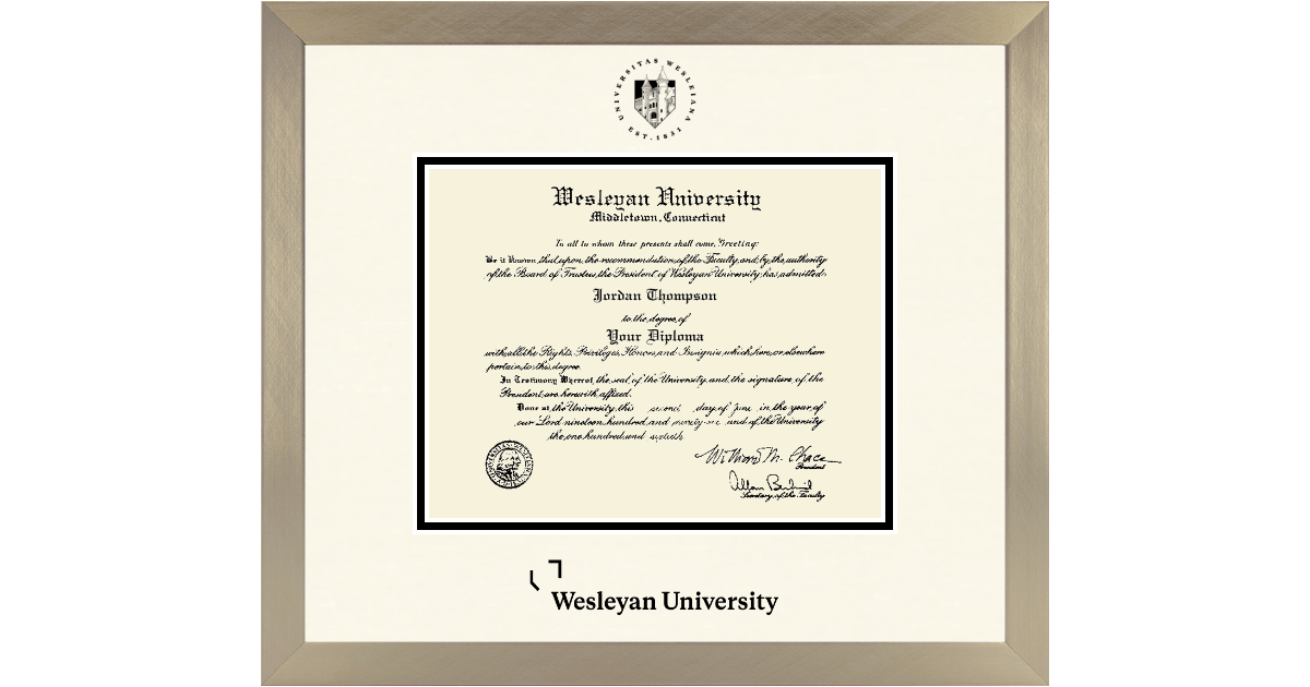 Wesleyan University Diploma Frame | Church Hill Classics