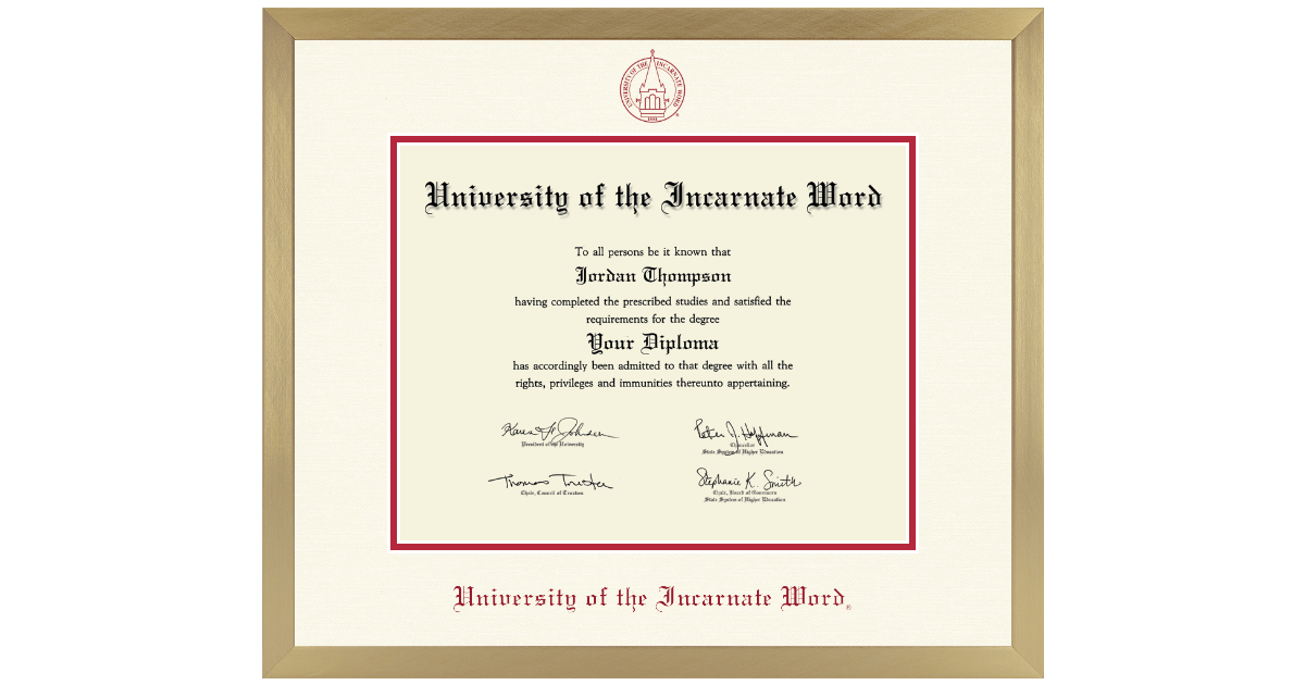 University of The Incarnate Word Diploma Frame | Church Hill Classics