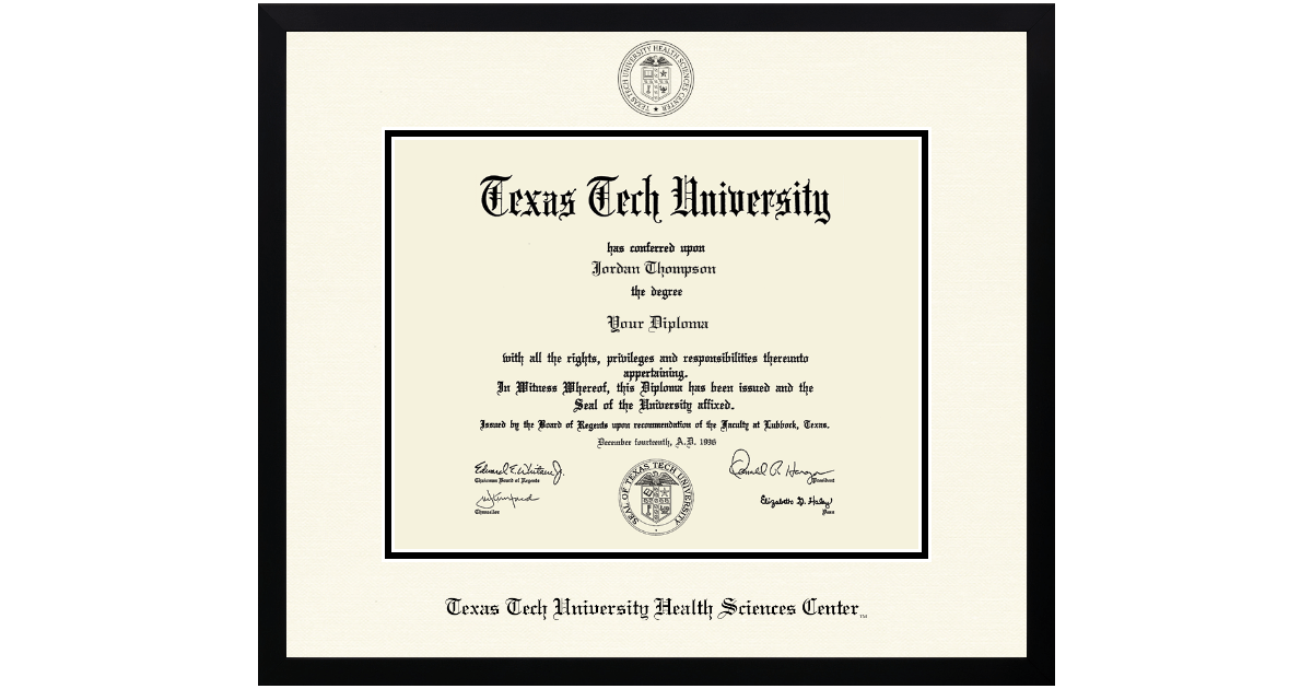 Texas Tech University Health Sciences Center | Diploma Frames | Church ...