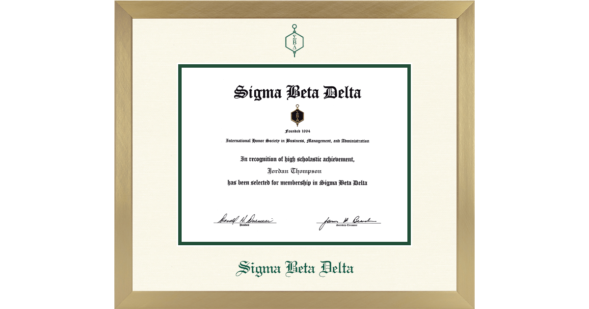 Sigma Beta Delta Honor Society Certificate Frames and Gifts - Church Hill Classics