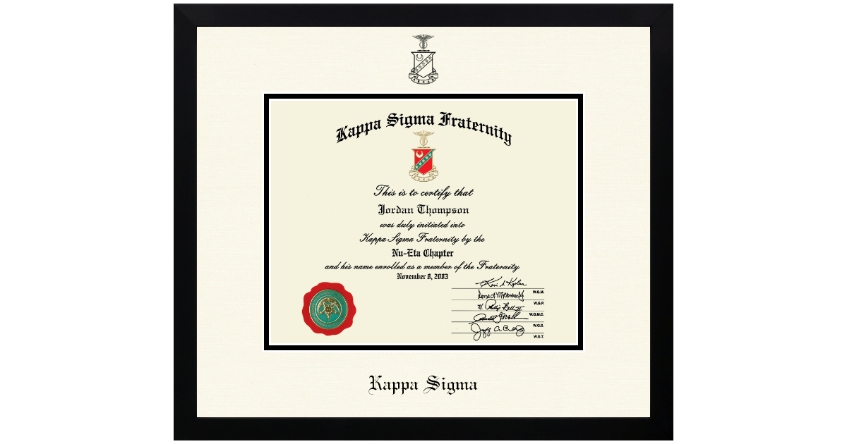 Kappa Sigma Fraternity | Certificate Frames | Church Hill Classics