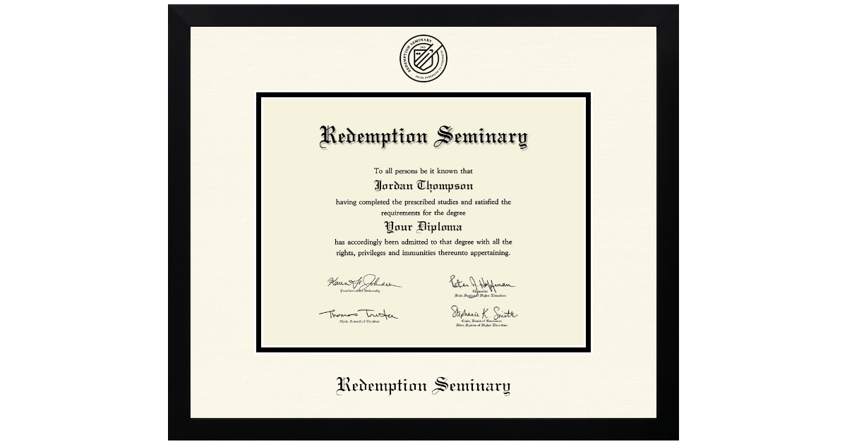 Redemption Seminary Diploma Frame | Church Hill Classics