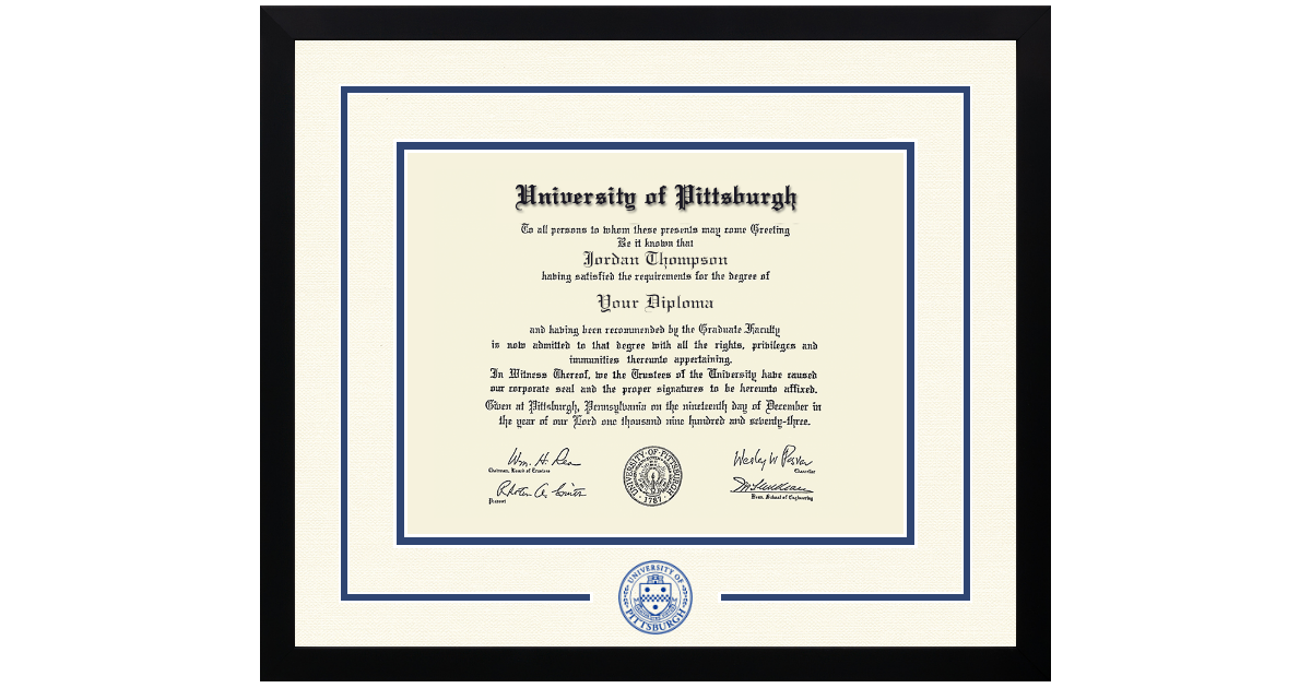 University of Pittsburgh Diploma Frame | Church Hill Classics
