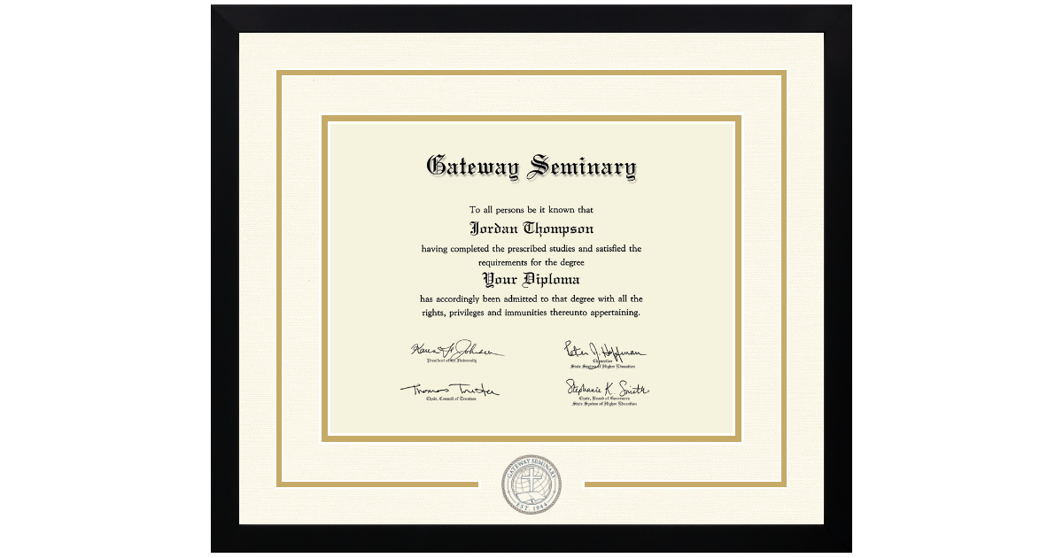 Gateway Seminary Diploma Frame | Church Hill Classics