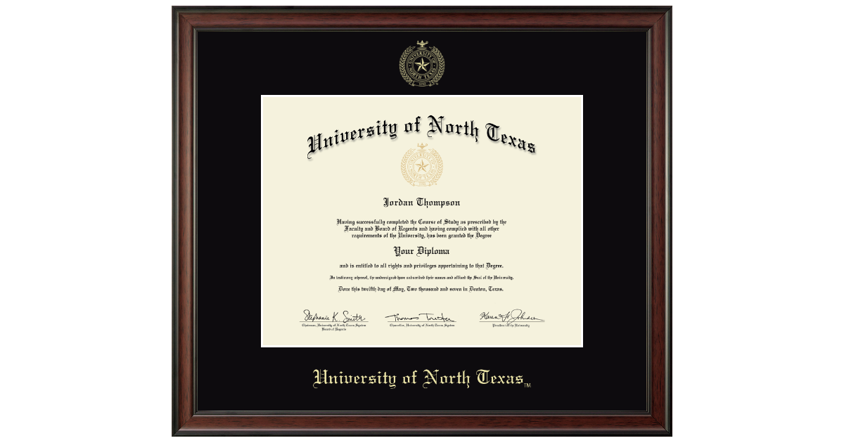 Gold Embossed Diploma Frame in Studio University of North Texas - Item ...