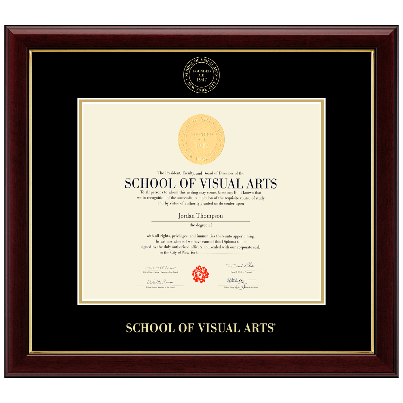 Gold Embossed Diploma Frame in Gallery School of Visual Arts - Item #216043