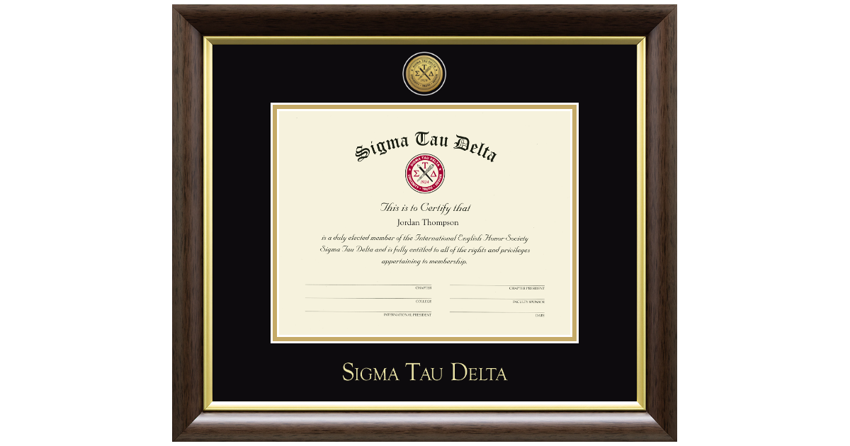 Gold Engraved Medallion Certificate Frame in Hampshire Sigma Tau Delta Honor Society - Item ...