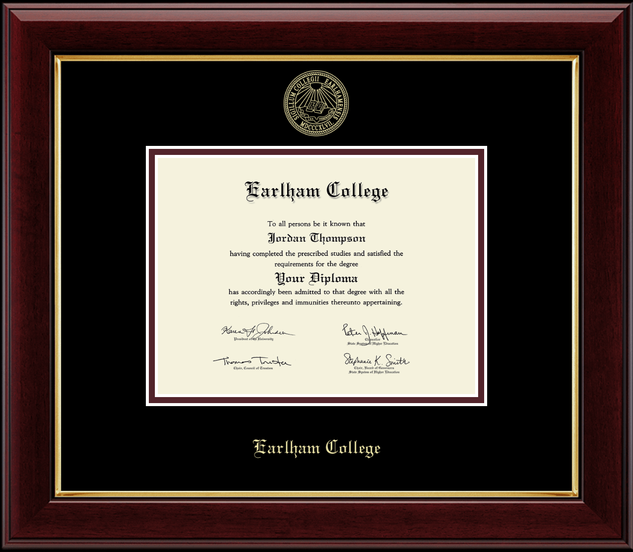 Earlham College Gold Embossed Diploma Frame in Gallery - Item #216982