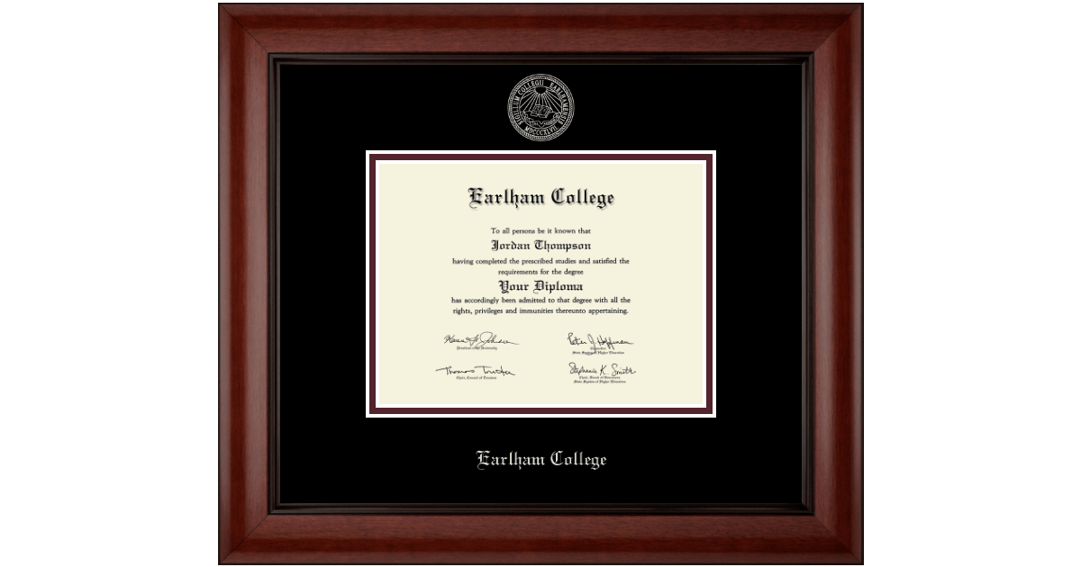Silver Embossed Diploma Frame in Cambridge Earlham College - Item #216983