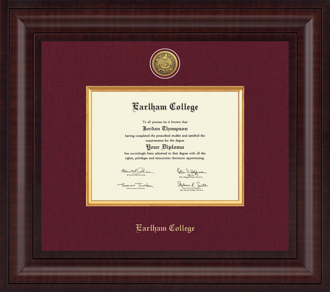 Earlham College Presidential Gold Engraved Diploma Frame in Premier ...