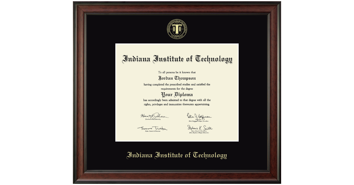 Gold Embossed Diploma Frame in Studio Indiana Institute of Technology ...