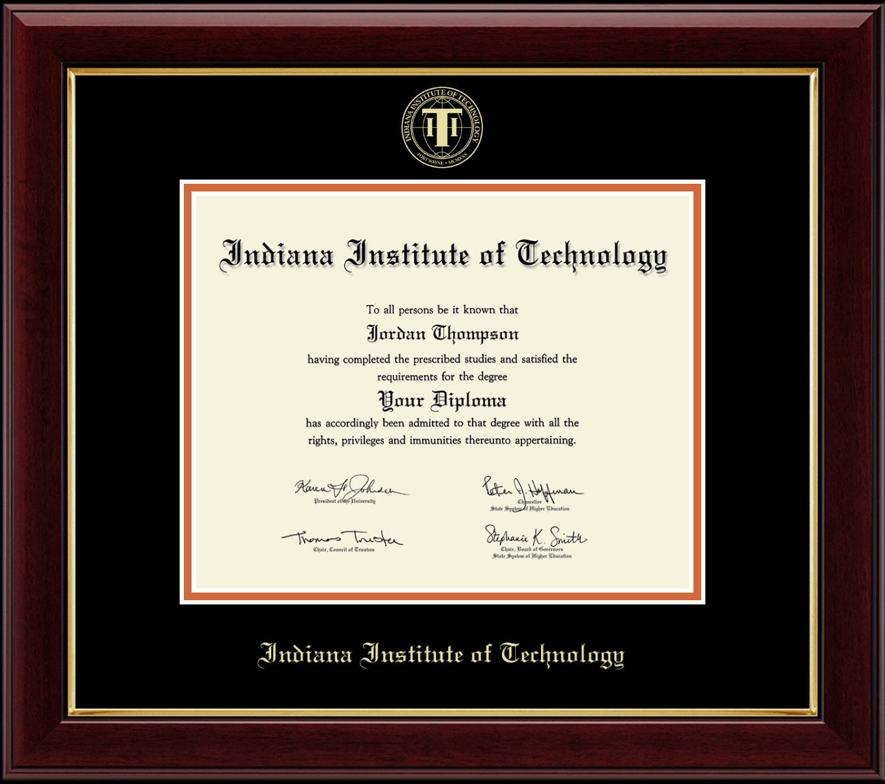Indiana Institute of Technology Gold Embossed Diploma Frame in Gallery ...