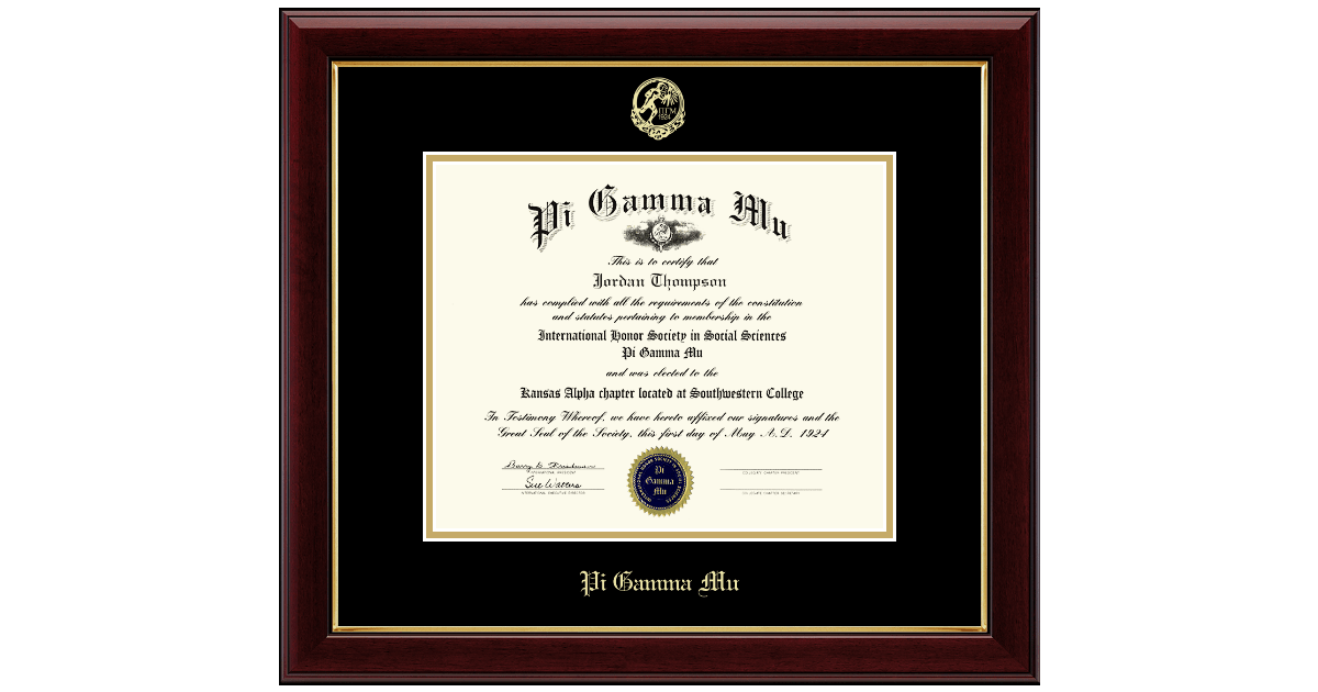 Gold Embossed Certificate Frame in Gallery Pi Gamma Mu Honor Society ...