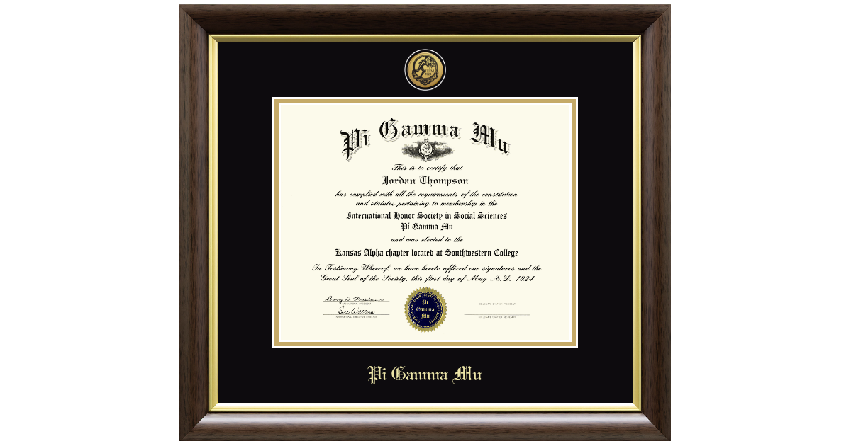 Gold Engraved Medallion Certificate Frame in Hampshire Pi Gamma Mu Honor Society - Item #217419 ...