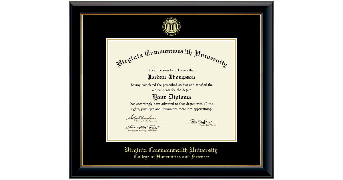 Gold Embossed Diploma Frame in Onyx Gold Virginia Commonwealth ...